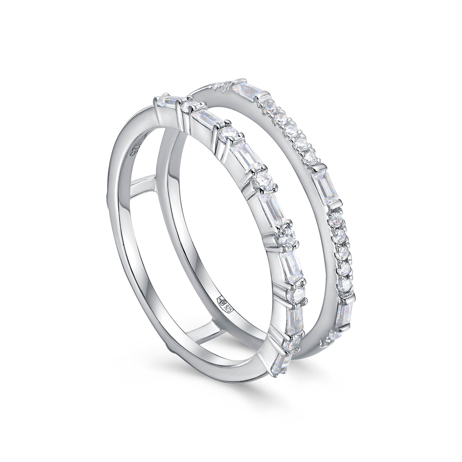 Кольцо тонкое KABAROVSKY, серебро, 925 проба, фианит