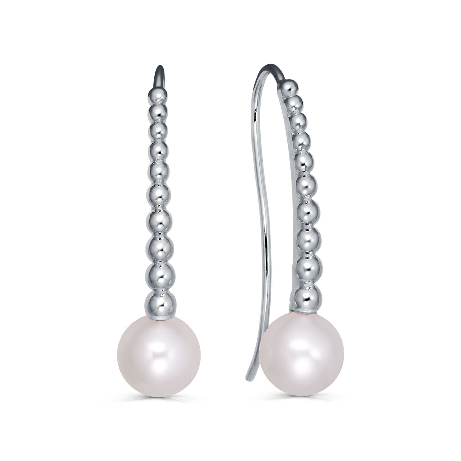 Серьги с подвесками, серебро, 925 проба, родирование, жемчуг