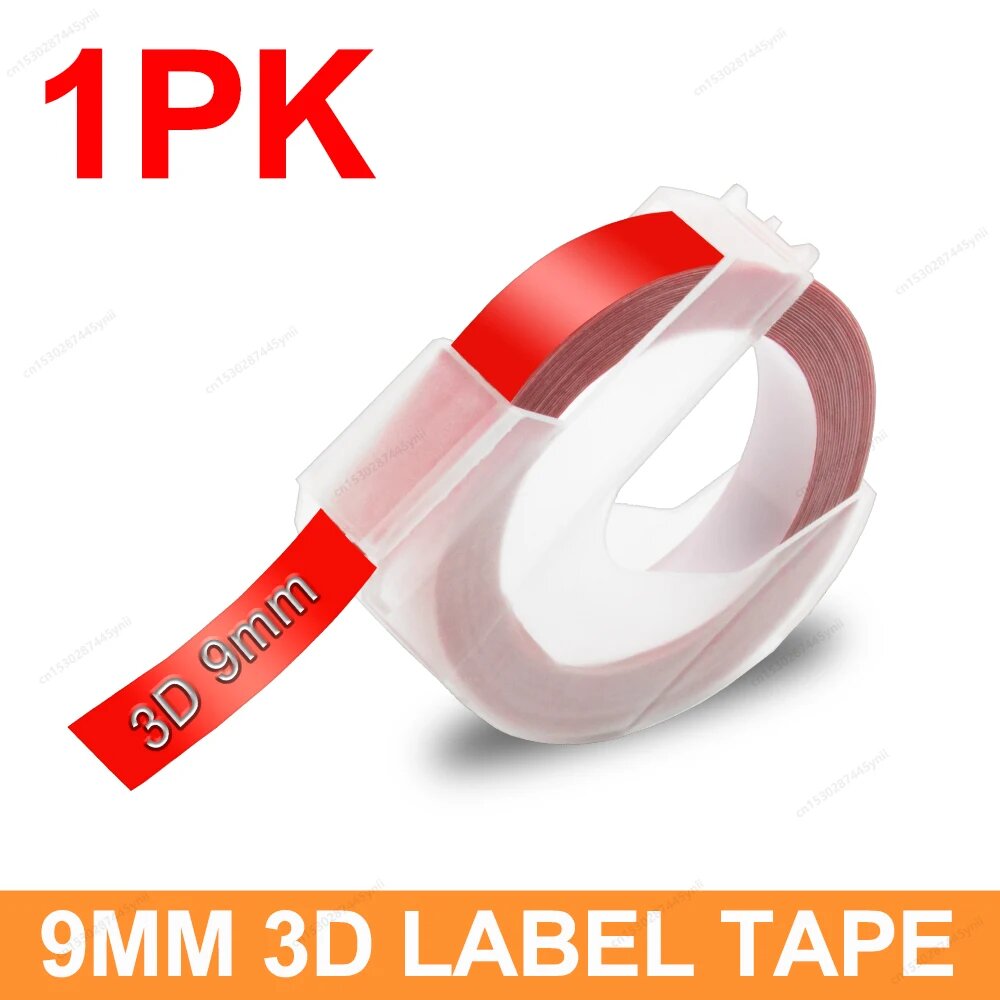 9 мм 3D этикеточная лента, 1PK Red Tape
