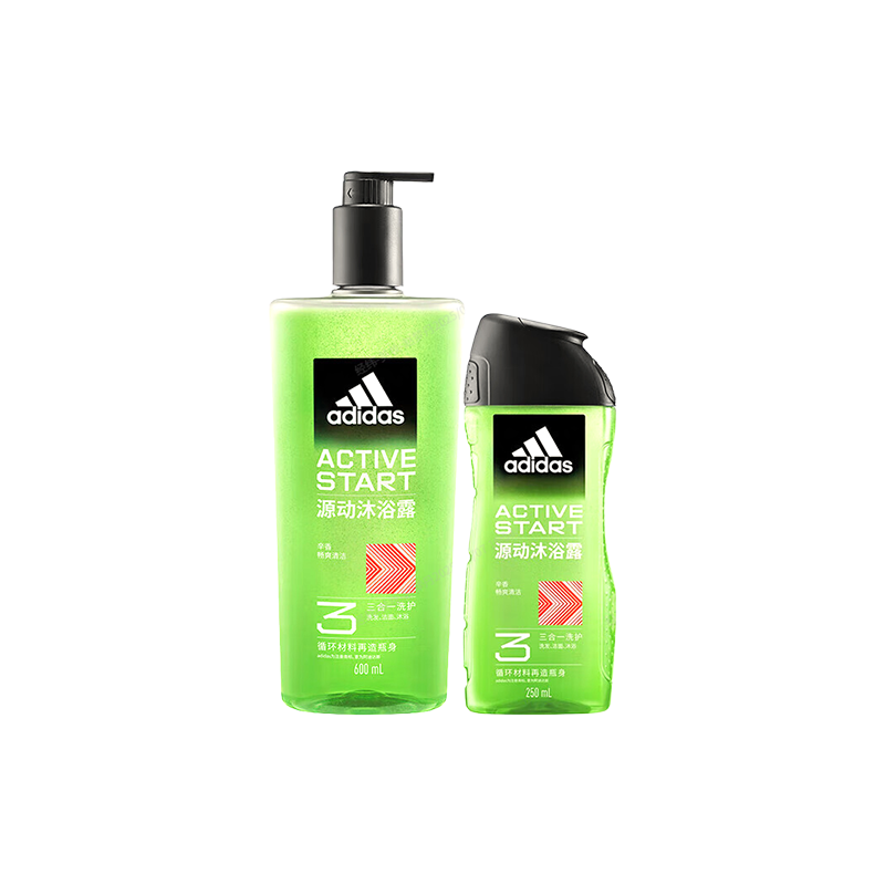 Гель для душа мужской Adidas Passionate Успокаивающий Увлажняющий с пачули, 250 мл/600 мл/600 мл*2