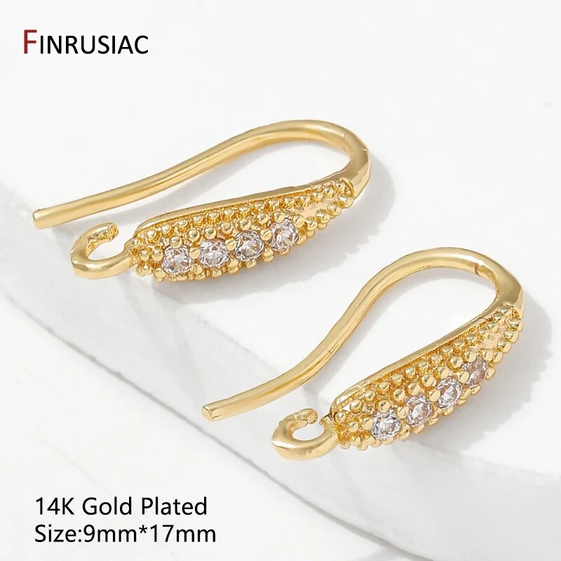 Фурнитура для сережек FINRUSIAC, 14K Gold Plated, 9x17mm