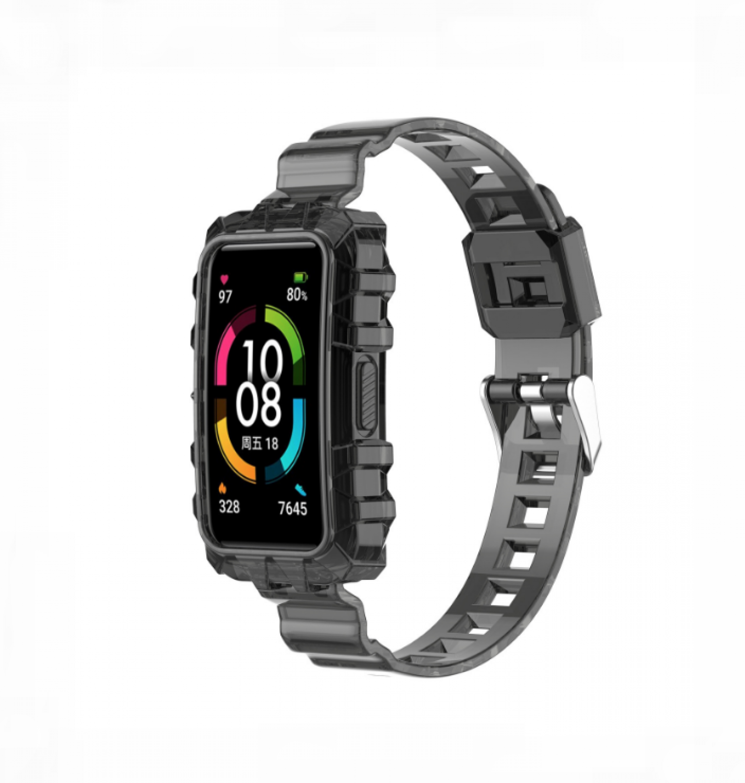 Силиконовый ремешок MyPads Hypo для Huawei Honor Band 7 быстросъемный прозрачный черный