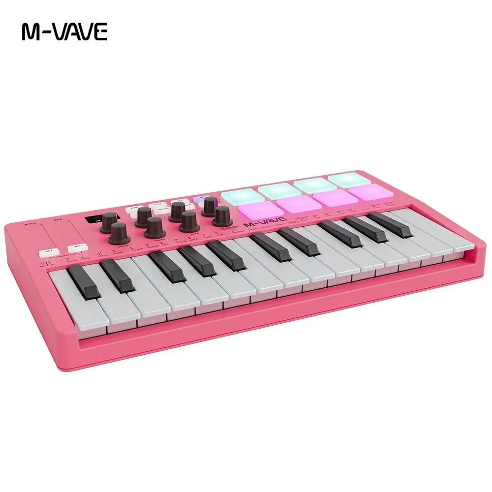 MIDI-клавиатура M-VAVE SMK-25 розовая 25 клавишная USB-MIDI — фото 1