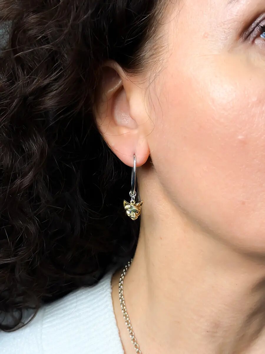 Серьги с подвесками, серебро, 925 проба, золочение, родирование, бриллиант