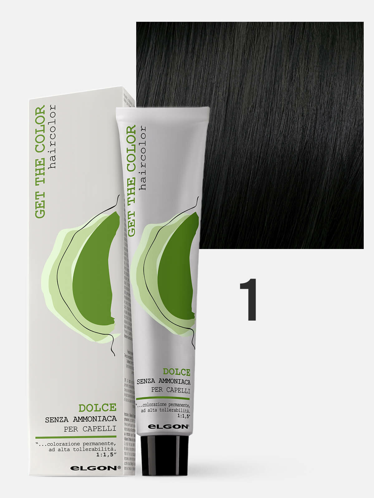 Крем - краска для волос профессиональная без аммиака Elgon Get the Color Dolce 1 Черный, 100 мл