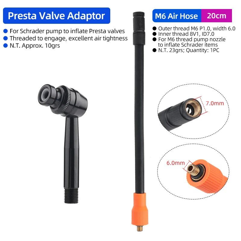 Адаптер Presta FV V010 N M6 Hose 20см