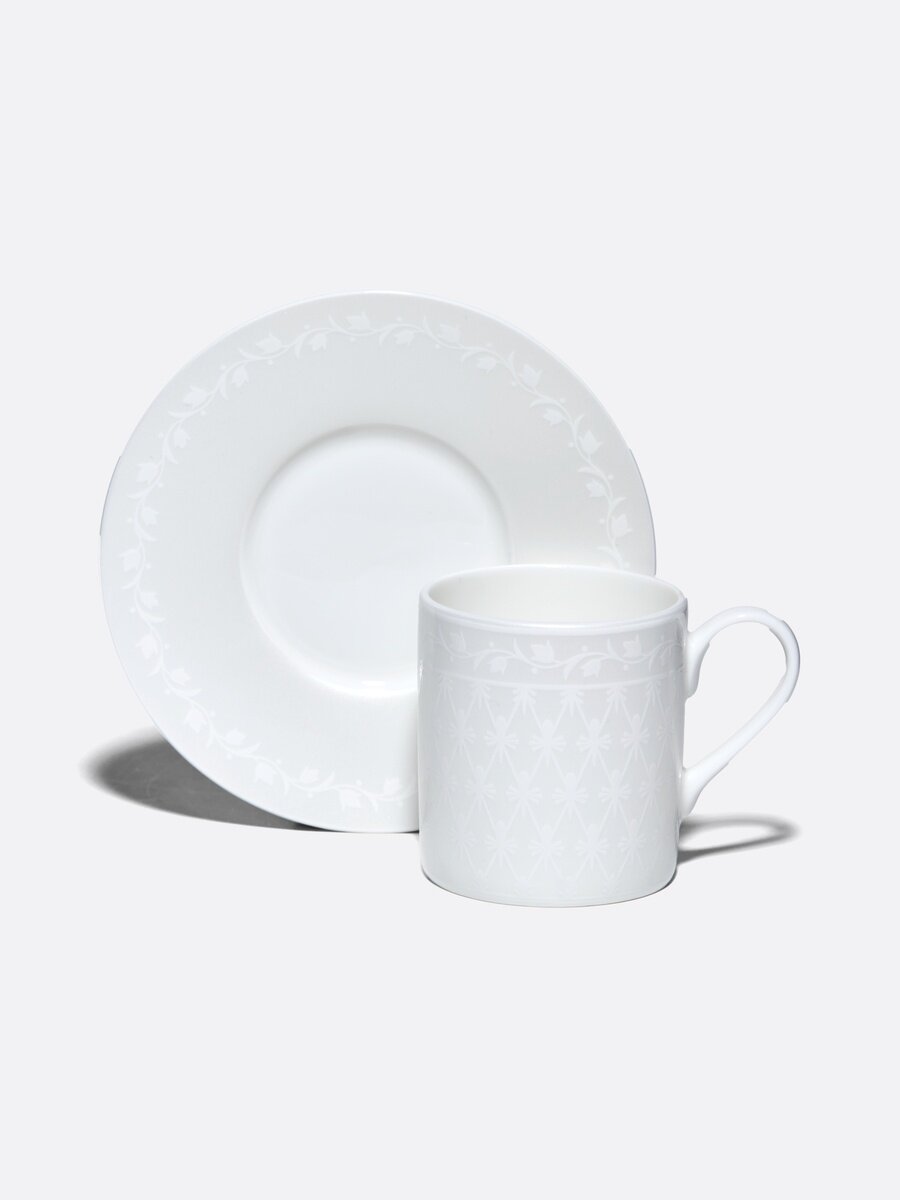 Кофейная пара "Жемчужная сетка" форма Идиллия 130 мл, Императорский фарфоровый завод