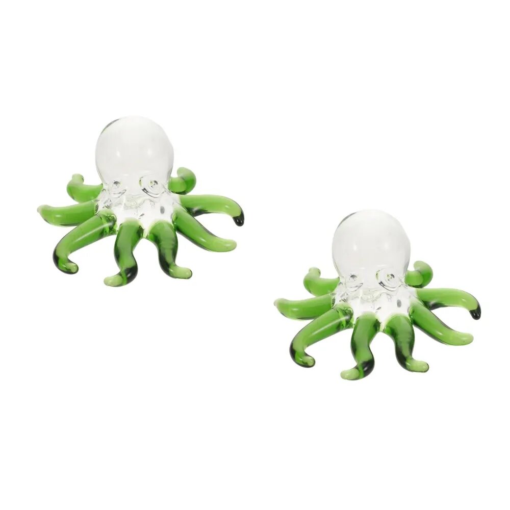 Декоративная фигурка осьминога Green, высота 8.33 см, длина 8.73 см, для аквариума, стекло