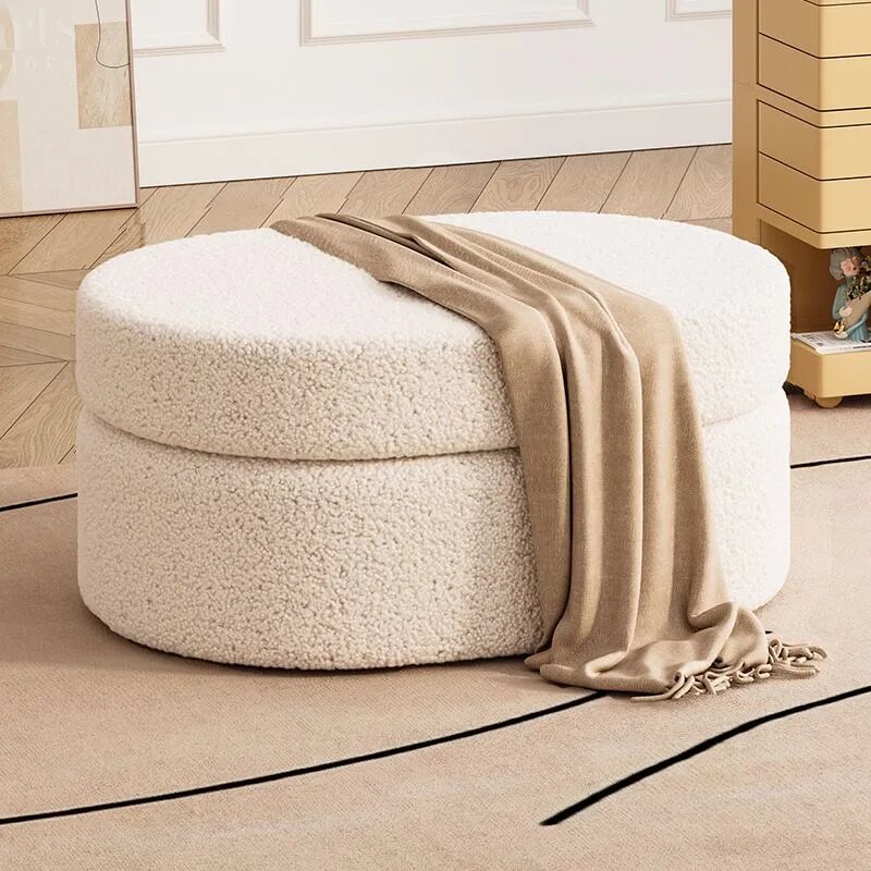 Пуф Cozy Cloud, 60х40х30 см, микрофлок, для гостиной и спальни, слоновая кость