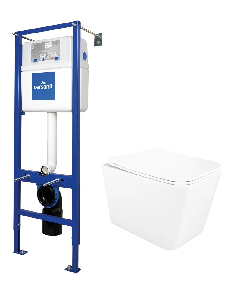 Комплект 4 в 1: Инсталляция Cersanit Вектор (Vector) S-IN-MZ / Унитаз подвесной STWORKI Молде S23401WH / Сиденье с микролифтом, Комплект креплений