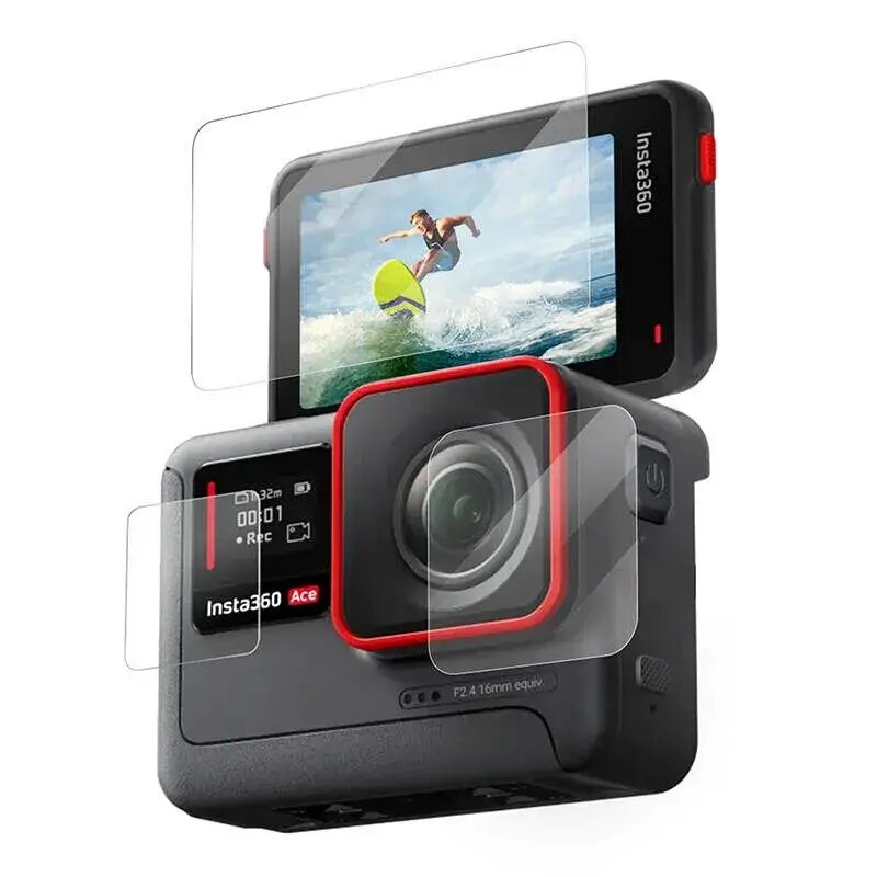 Защитные стекла на экшн-камеру Insta360 Ace Pro 2, линза + 2 экрана