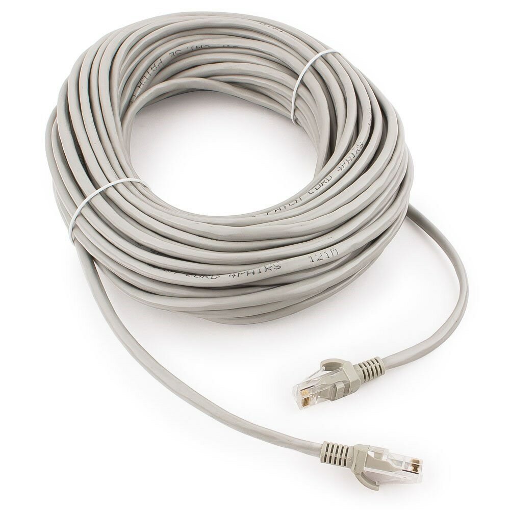 Patch-cord UTP-5e, медный, 20м, 26AWG, многожильный, серый (PP10-20M)