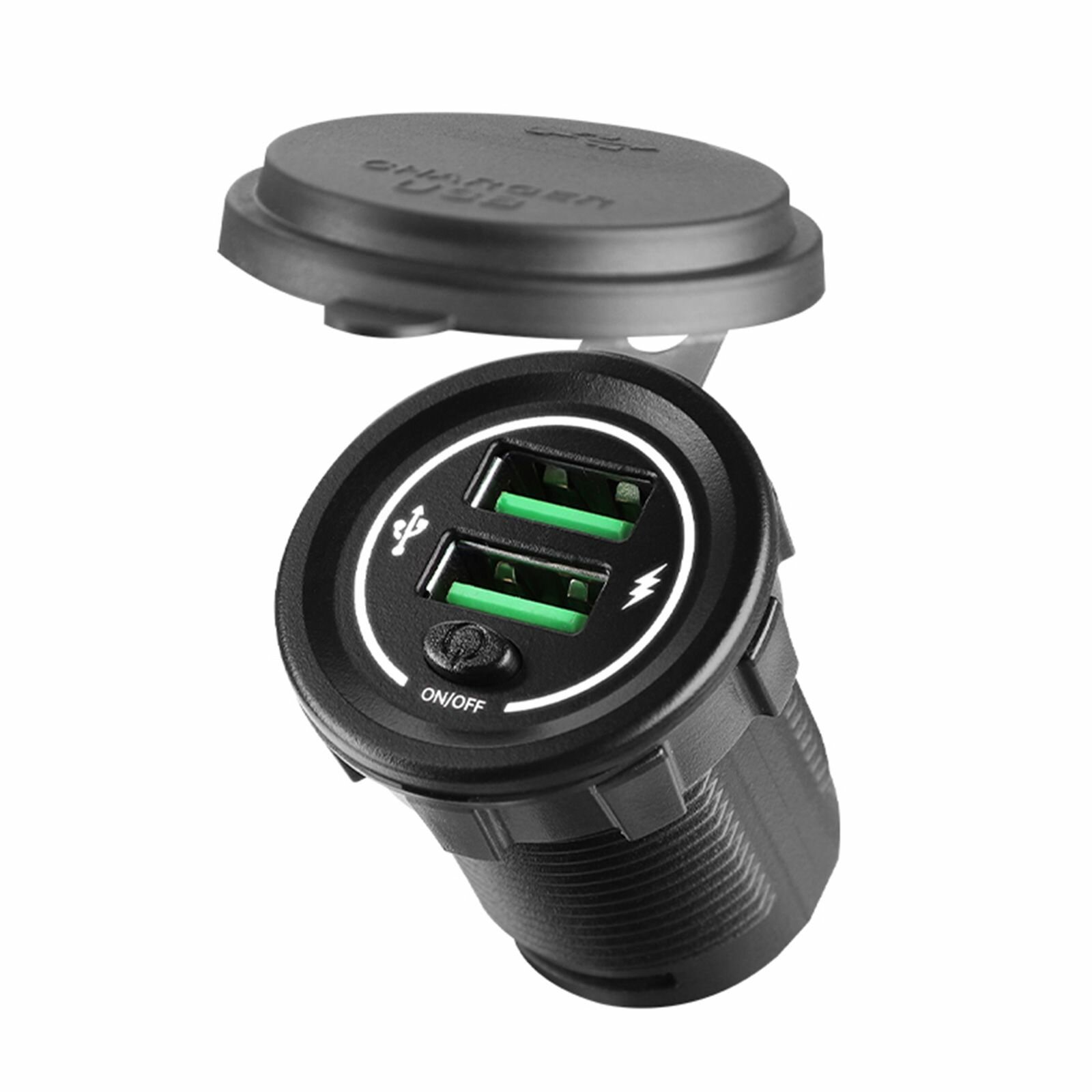 Две USB -порта емкостью 36 Вт -адаптер для быстрой зарядки c переключателями и подсветкой для 12 В 24 компьтера