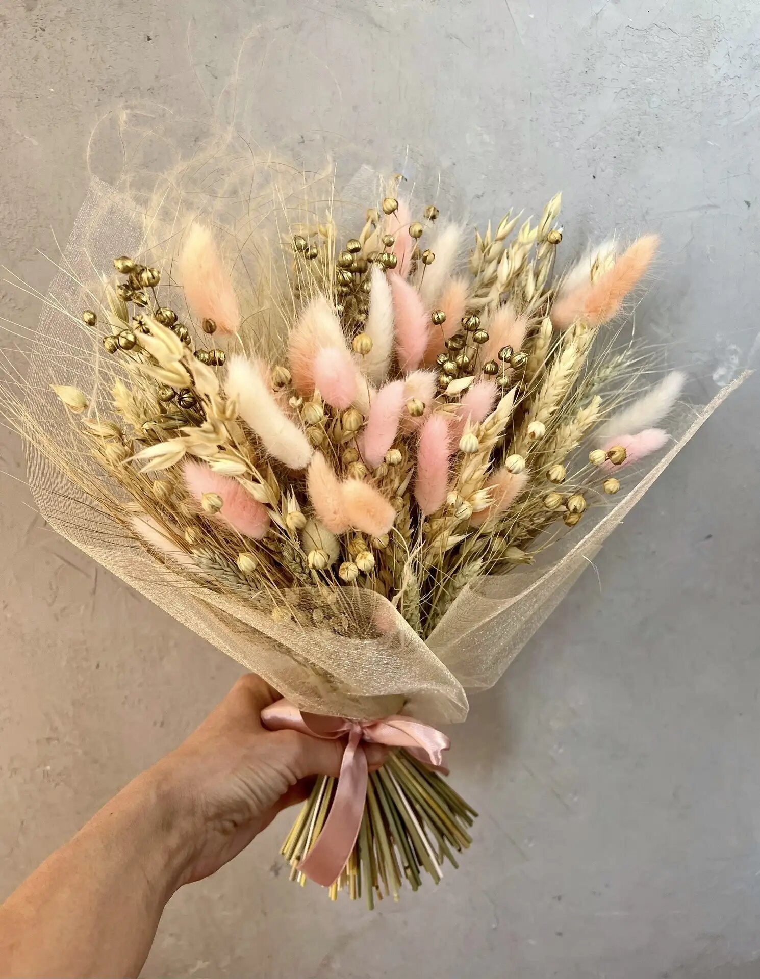 Букет из сухоцветов «Золотой рассвет», 35 см | Стильный букет из натуральных сухоцветов