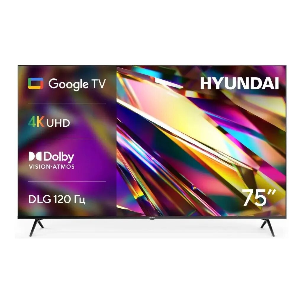 75" Телевизор Hyundai H-LED75BU7011 4K Ultra HD, смарт ТВ, Google TV, черный