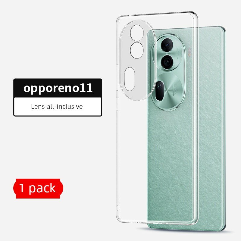 OPPO Reno 11 прозрачный чехол с полным покрытием камеры и ультра-тонкой прозрачностью — один комплект