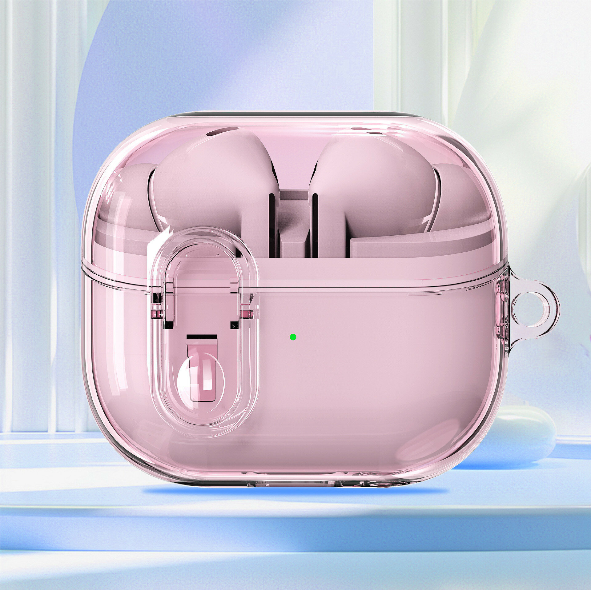 Розовый силиконовый чехол для наушников Samsung Galaxy Buds 3 и 3 Pro с блокирующим переключателем