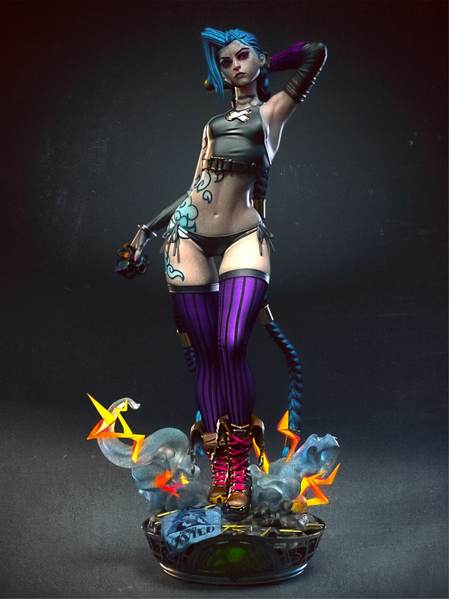 Фигурка Аркейн Джинкс / Arcane Jinx, League of Legends под покраску 15см