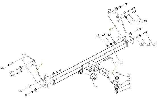 Фаркоп с элект. Smart, на Great Wall Wingle FA 0646-E ( 3, с 2007 по 2013 г. в. 5, с 2011 по 2015 г. в.) (паспорт и сертификат в комплекте) Бизон