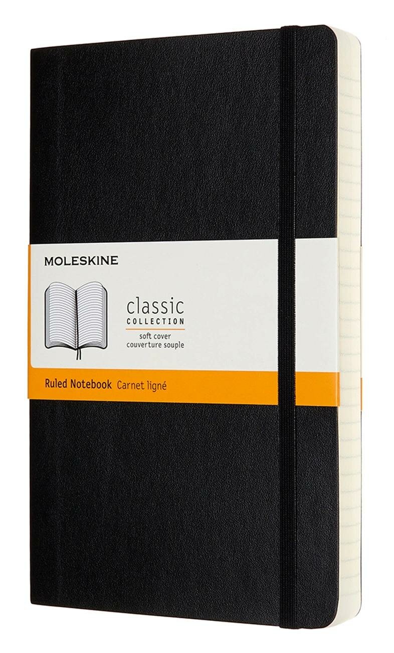 Блокнот Moleskine Classic soft eхpanded Large 130х210 мм, 400 стр, линейка мягкая обложка черная (QP616EXP)