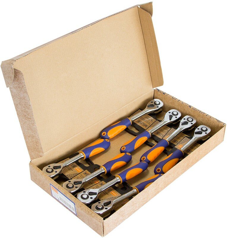 Рукоятка трещоточная HELFER HF001019 универсальная с быстрым сбросом 45T зубцов 1/4"Dr