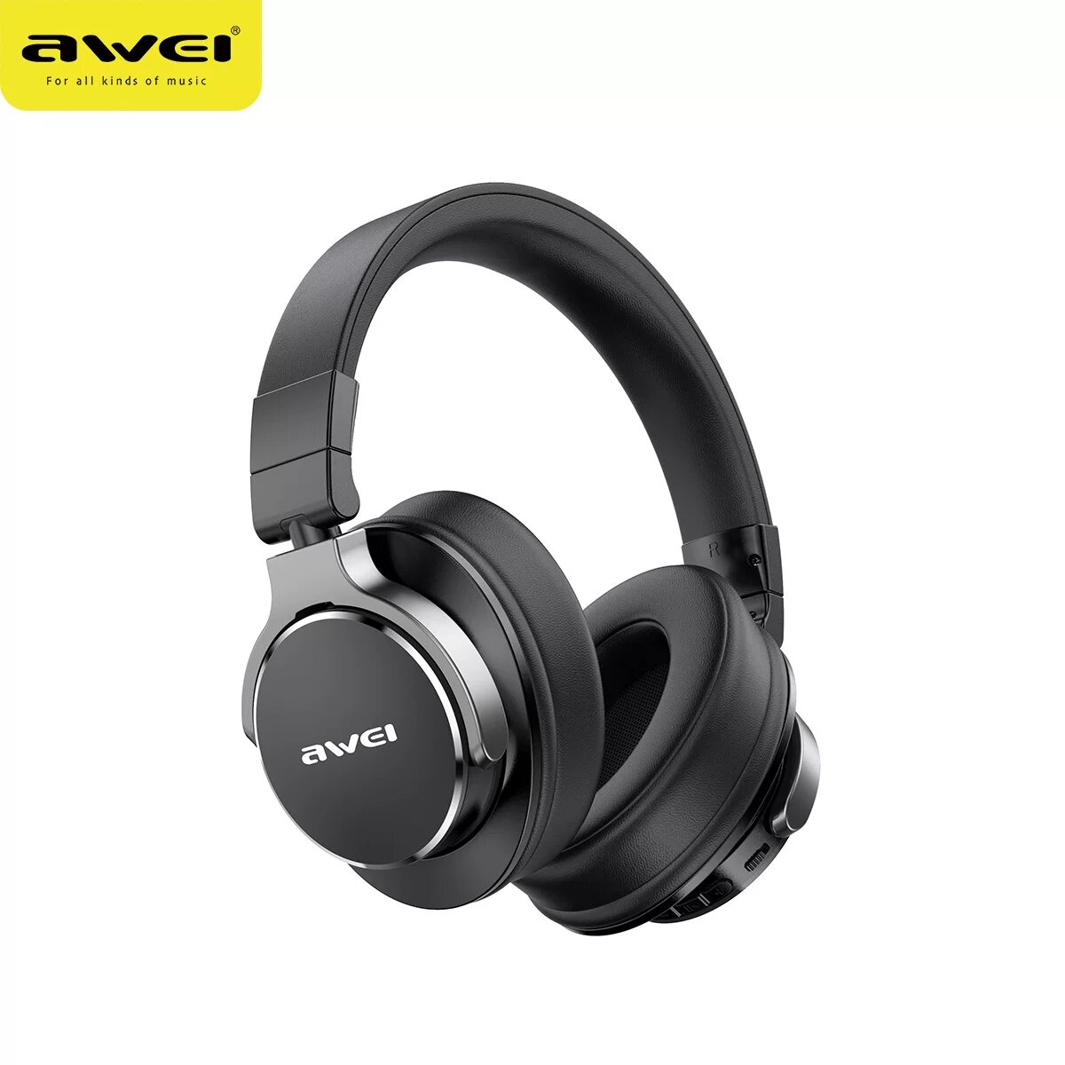 AWEI A710BL ANC беспроводные складные наушники Bluetooth с активным шумоподавлением черный цвет для путешествий