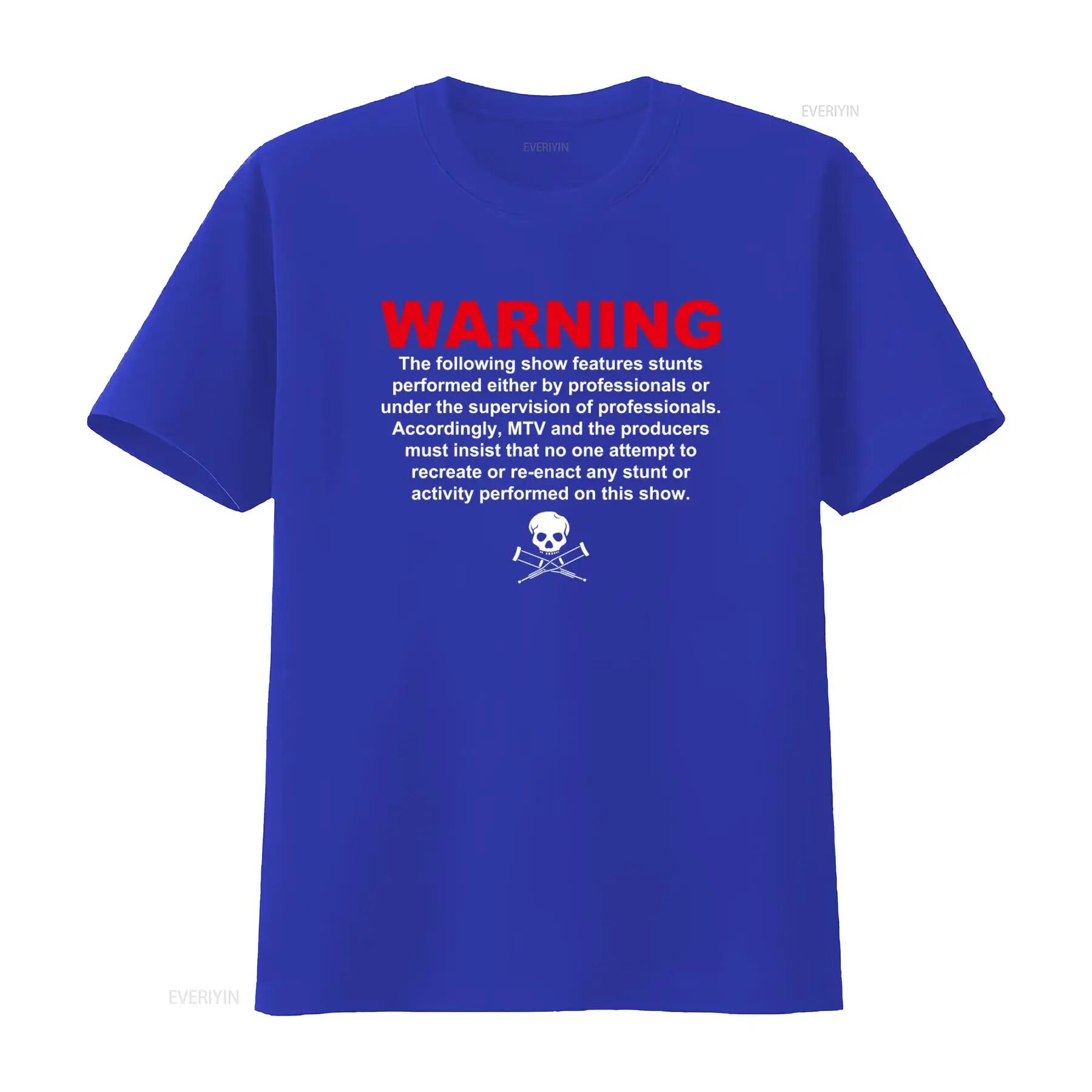 Мужская футболка синяя Jackass Warning Skull