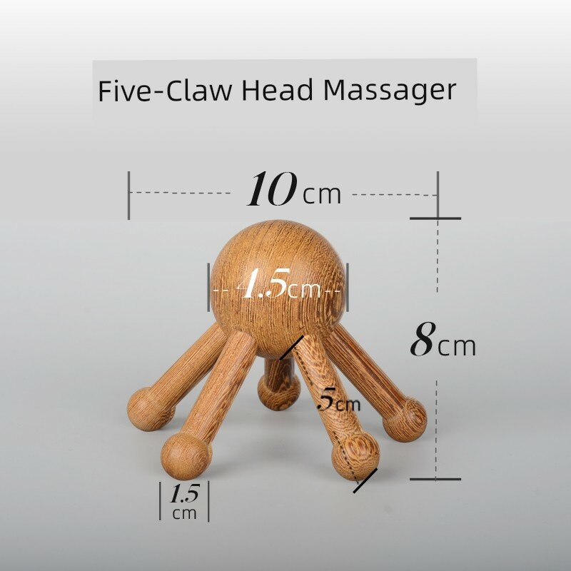 Деревянный массажер для головы в форме куриных крылышек, круглый деревянный шарик с пятиугольной головкой для массажа