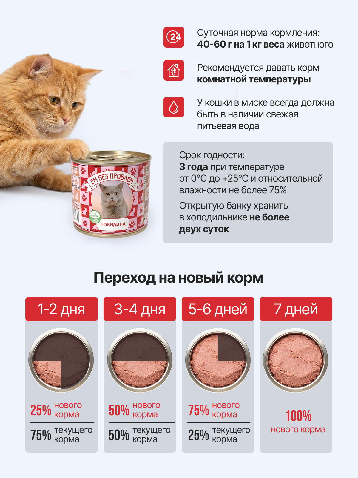Влажный корм для кошек Ем Без Проблем Говядина 8 шт х 250 г