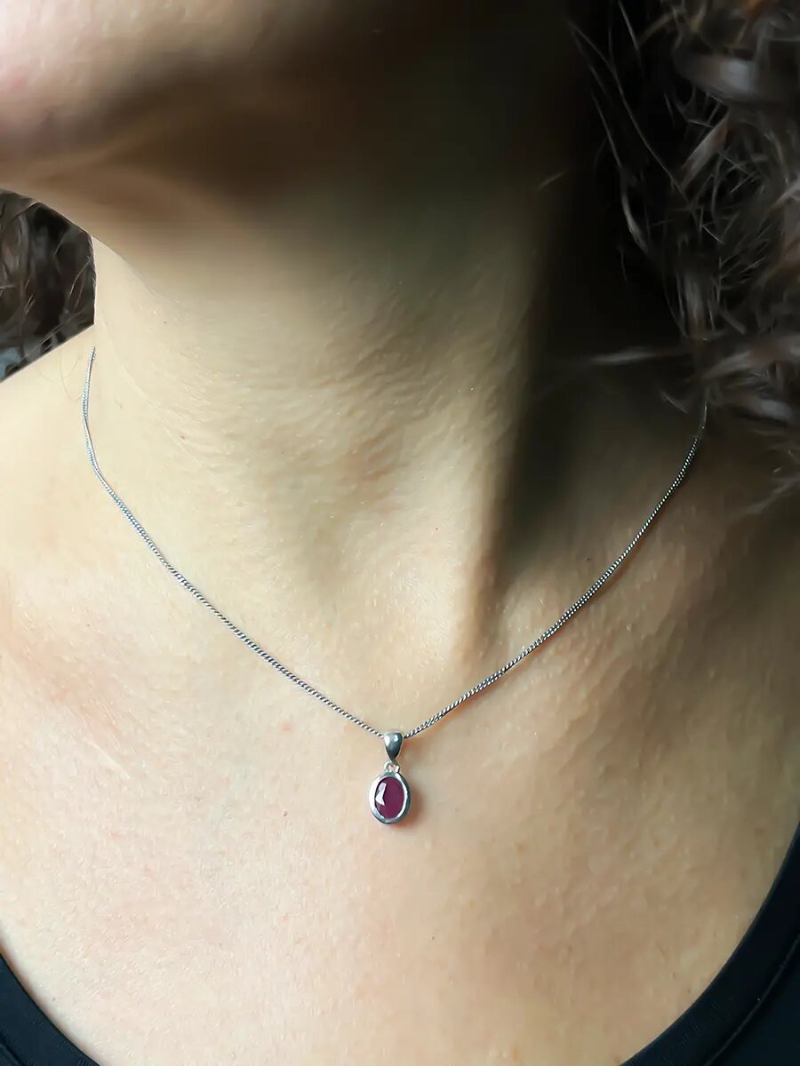 Подвеска, серебро, 925 проба, родирование, рубин