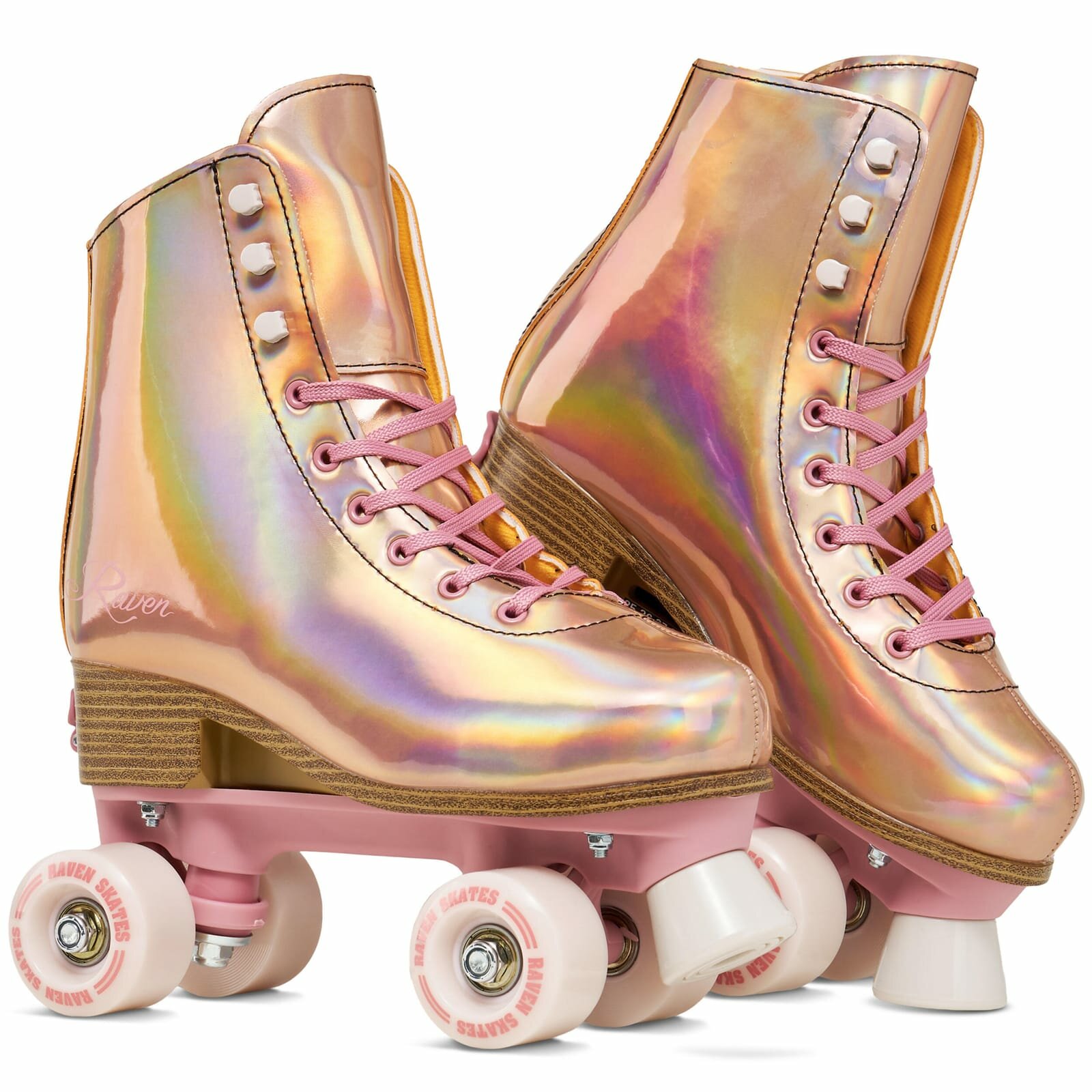 DECATHLON ролики Raven Holo, разноцветный с бледным коралловым оранжевым, размер 39/42, регулируемые, диаметр колес 54 мм