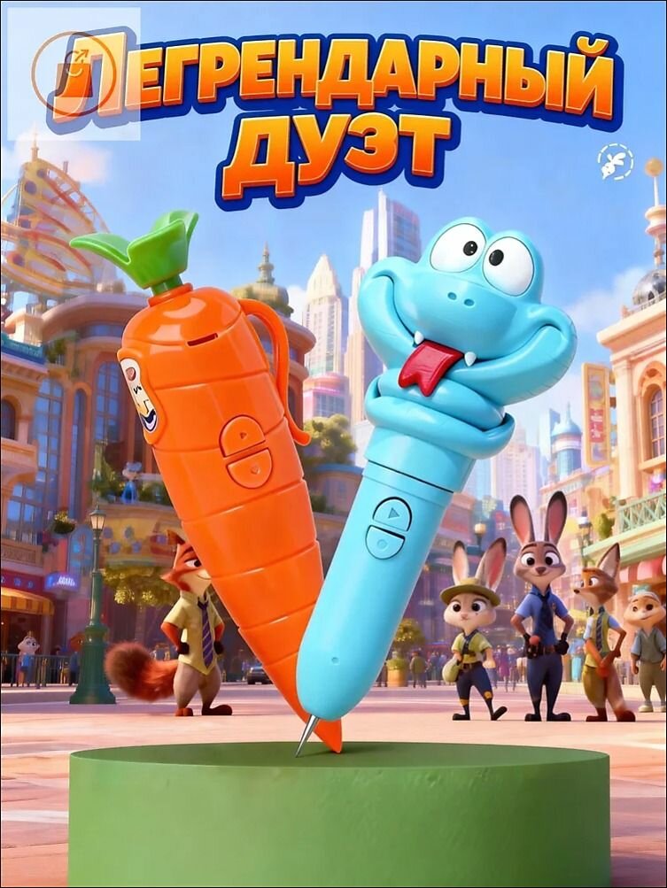 Подарочный набор из 2-х ручек-диктофонов: Морковка Зверополис и Антидот Гари, обе пишут и записывают звукl