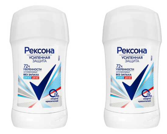 Рексона, дезодорант-стик, без запаха, 40мл, 2шт.