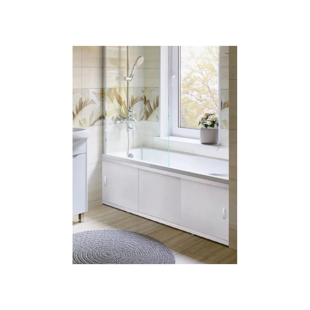 Экран пластиковый под ванну Alavann Elegant 170 см, белый, раздвижной на алюминиевом профиле, 3 дверцы ALV0929001