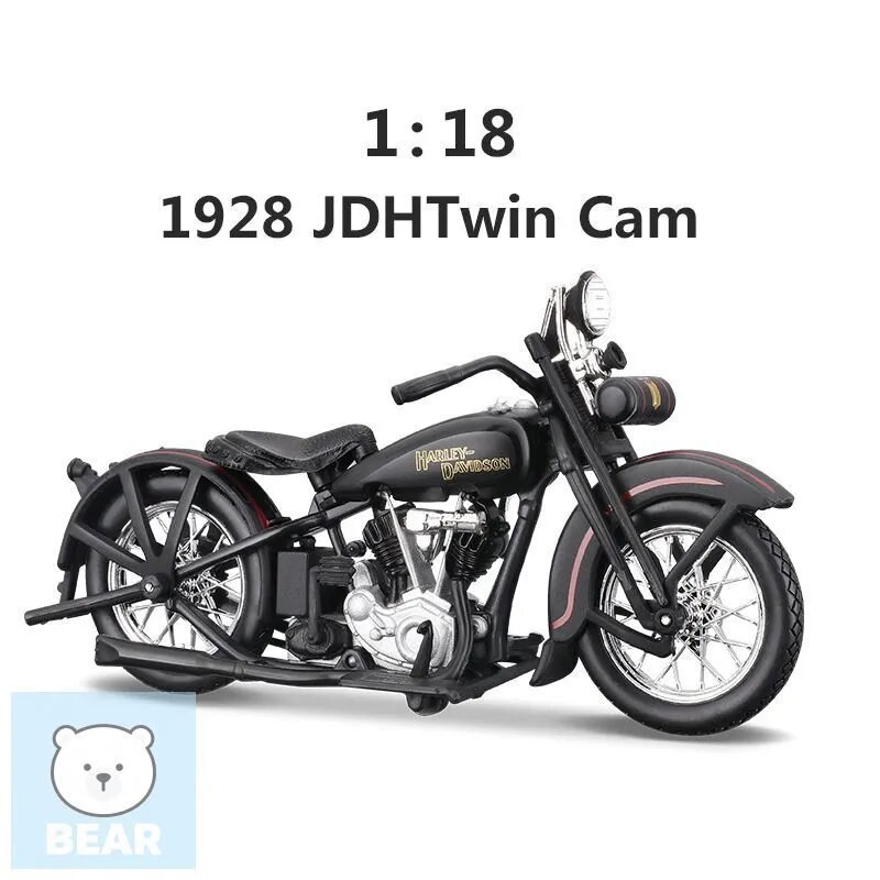 Металлическая Модель микромотоцикла 1:18 Harley-Davidson 1928 JDH Twin Camera