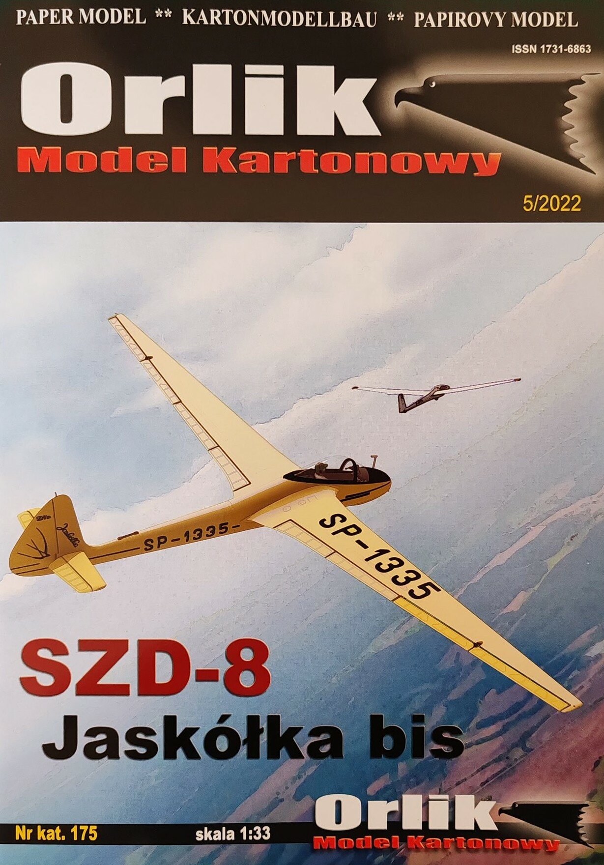 Сборная бумажная модель Планер SZD-8 Jaskółka bis - Orlik №175 (журнал)