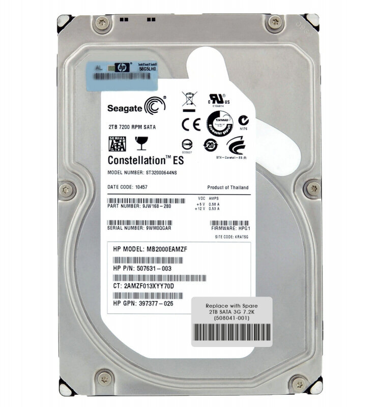 Жесткий диск HP 508041-001 2Tb SATAII 3,5" HDD