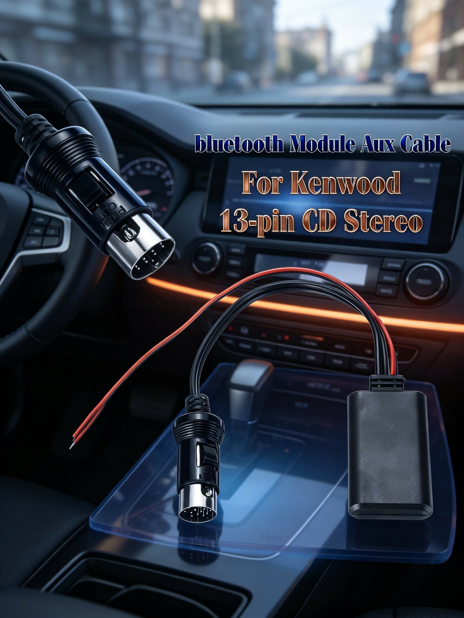 Автомобильный Bluetooth модуль и аудиокабель AUX, адаптер для магнитолы Kenwood с 13-контактным разъемом для подключения смартфона и воспроизведения музыки