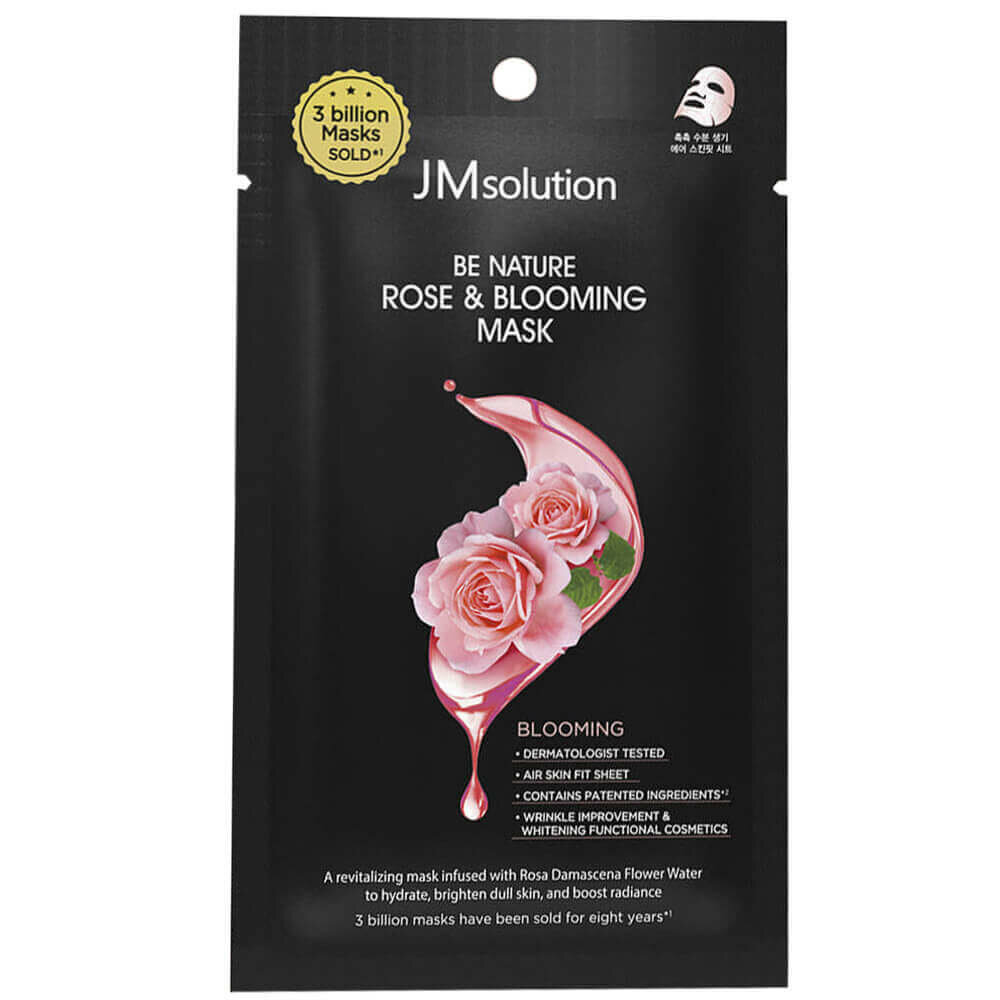 JM SOLUTION BE NATURE ROSE & BLOOMING MASK Тканевая маска с экстрактом розы 24мл