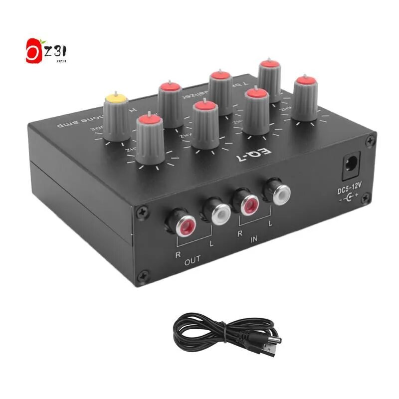 (E J A R) EQ-7 Car Audio Headset Amplifier 7-Band EQ Equalizer 2-канальный цифровой звуковой эквалайзер