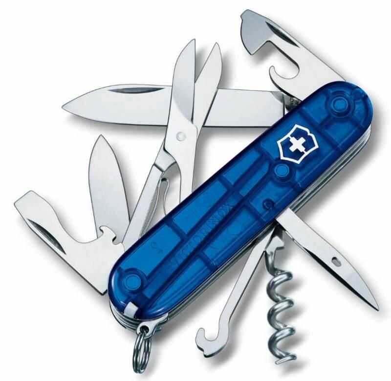 Нож перочинный VICTORINOX Climber 91 мм, 14 функций, синий полупрозрачный (1.3703. T2)