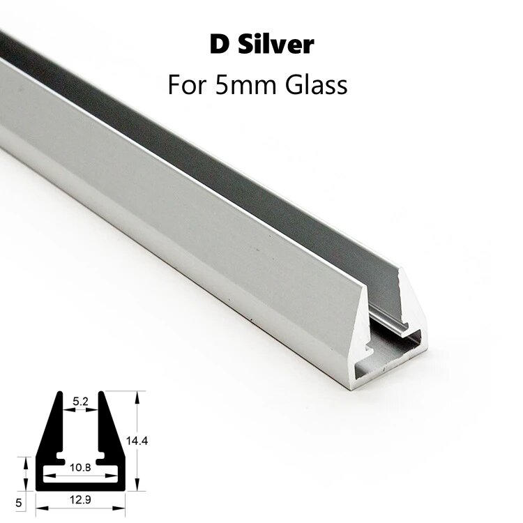 Алюминиевый профиль для светодиодов со стеклянным слоем для стеклянных полок шкафов толщиной 5 мм, 8 мм, 10 мм, 12 мм, клеевых клипсов, ламп, подсветки, витрин, барных светодиодных лент