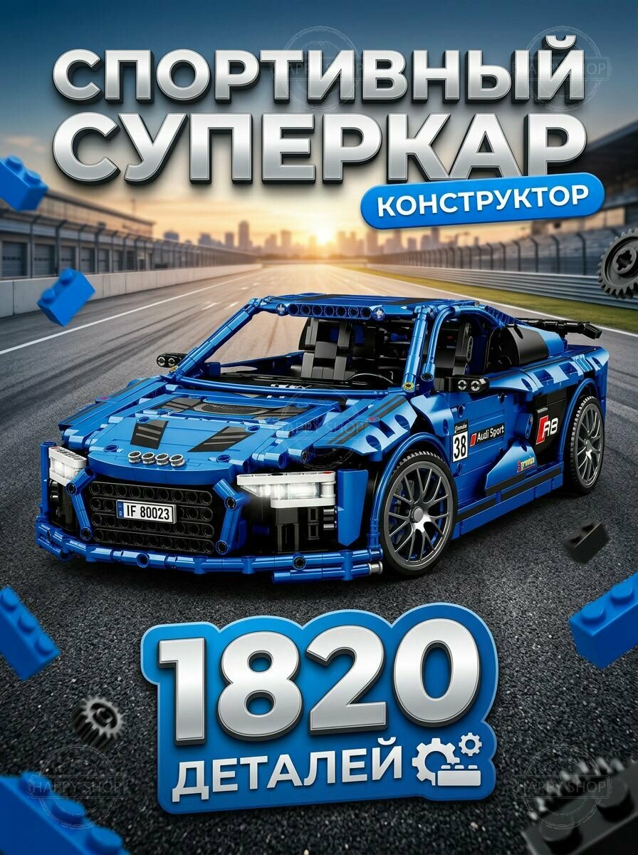 Конструктор Автомобиль Спорткар AUDI R8 Sport машина техник для мальчиков от 6 лет