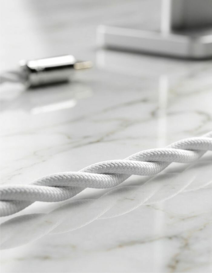 Витой ретро провод 2х0,75 ГОСТ, цвет белый, 10м