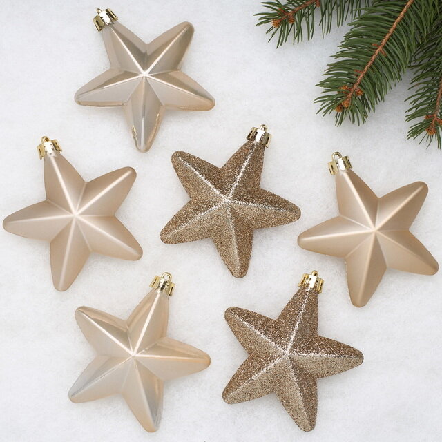 Елочные игрушки Звезды 8 см перламутровый, 6 шт, Winter Deco, 027866