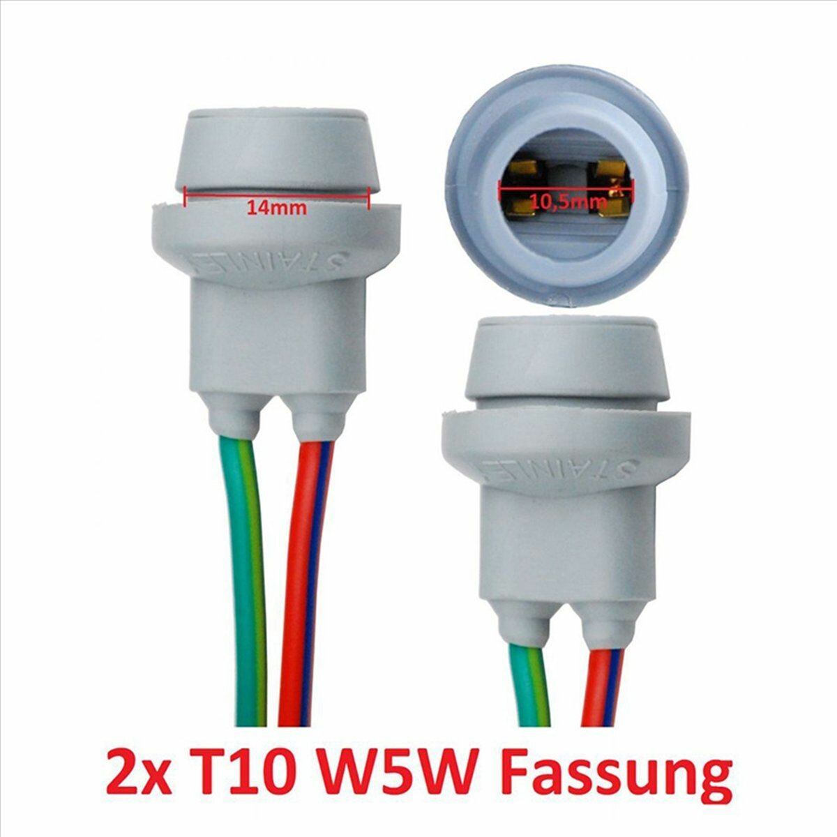 Цоколь T10 W5W резиновый с кабелем 13,5 см — 4 шт, патрон T10 (W2,1X9,5D) для ремонта авто, мото и модернизации