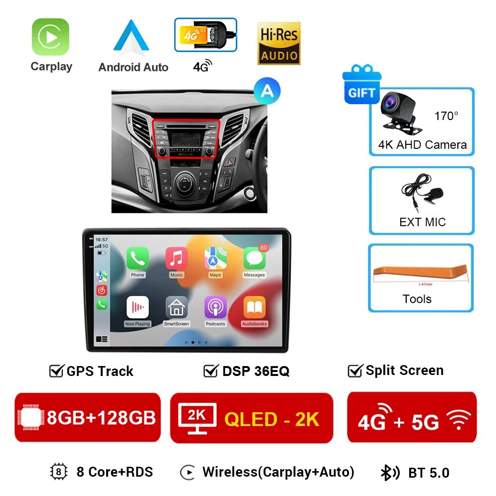 Автомагнитола Android 2K 8G-128G для Hyundai I40 2012-2016 с Carplay