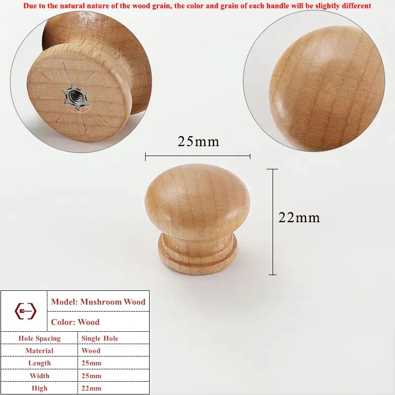 Ручка для шкафа Mushroom Wood 25mm