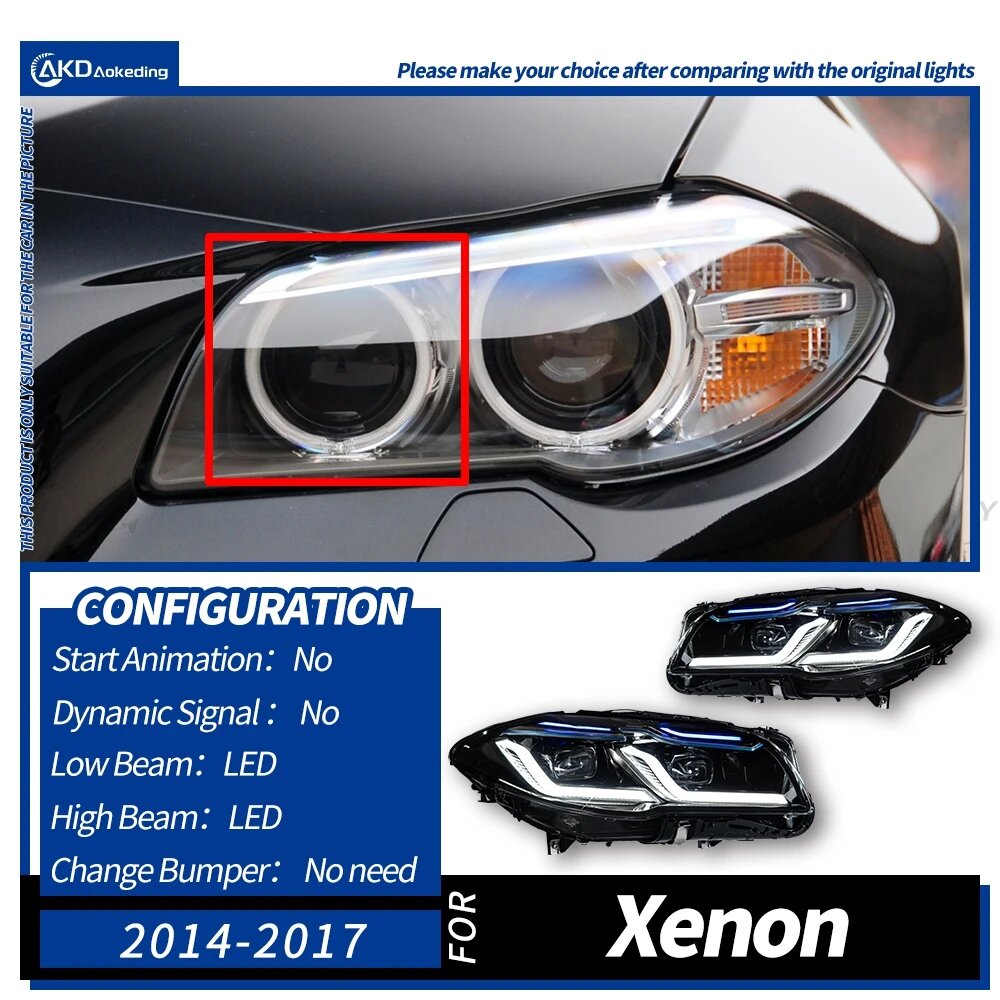 Автозапчасти для BMW F10 5 серии Фары 2010-2017 последний стиль LED дневные огни Двойной проектор Автомобильные аксессуары Модифицированные
