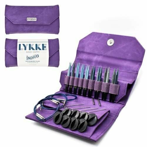 Lykke Indigo Violet Набор съемных спиц 7 см, 9 пар, Дерево, Джинсовый чехол
